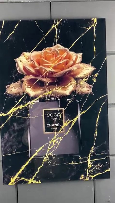 coco chanel flower schilderij op plexiglas 80-120cm | bol