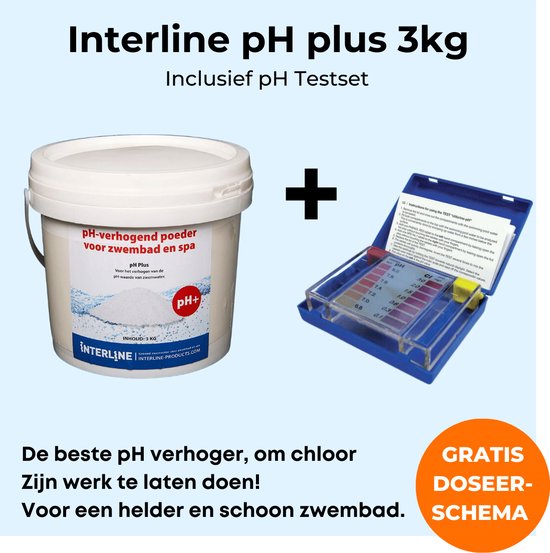 Interline pH plus 3kg - Inclusief chloor en pH Testset- pH plus voor ...