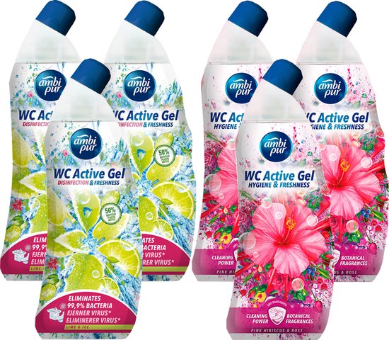 Ambi Pur Toiletreiniger Mix Pakket - Wc Active Gel - 3 x Pink Hibiscus ...
