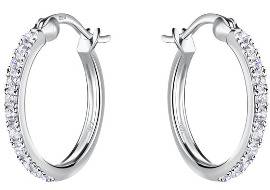 Joy|S - Zilveren oorringen - 16 mm / 2 mm - zirkonia - Franse sluiting - sterling... | bol
