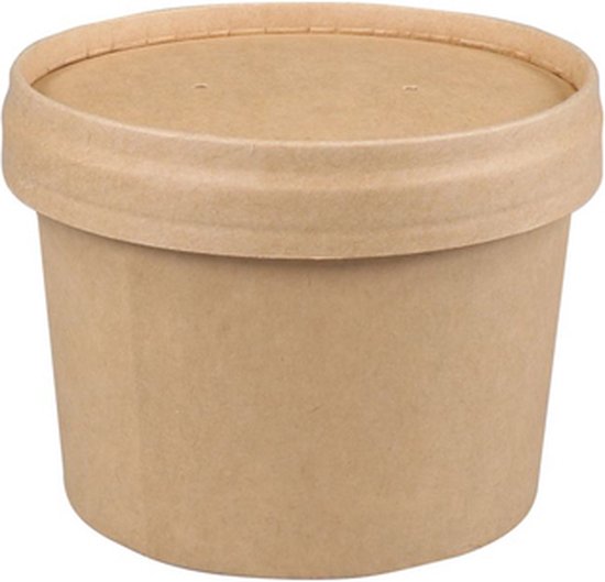 Soepbeker Met Deksel - Kraft - 236 ml - FSC - 25 stuks | bol