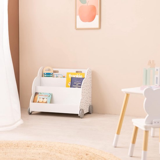 boekenkast kind met wieltjes - Houten boekenrek voor de kinderkamer met ...