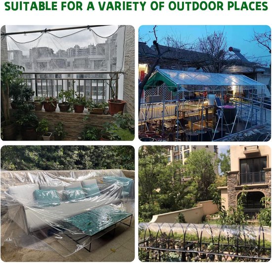 Dekzeil, transparant, met oogjes voor buiten, transparant, 0,39 mm, pvc ...