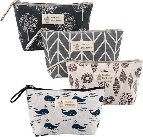 4 stuks canvas make-uptasje, multifunctionele make-uptas, reis ...
