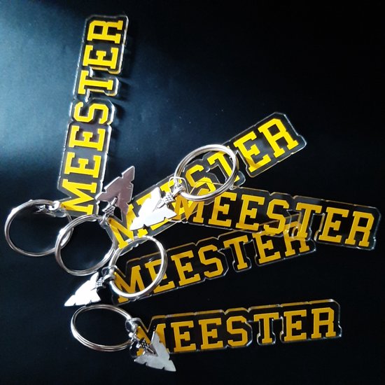 Sleutelhanger - Meester- Einde schooljaar - Verjaardag - Geel - Cadeau ...