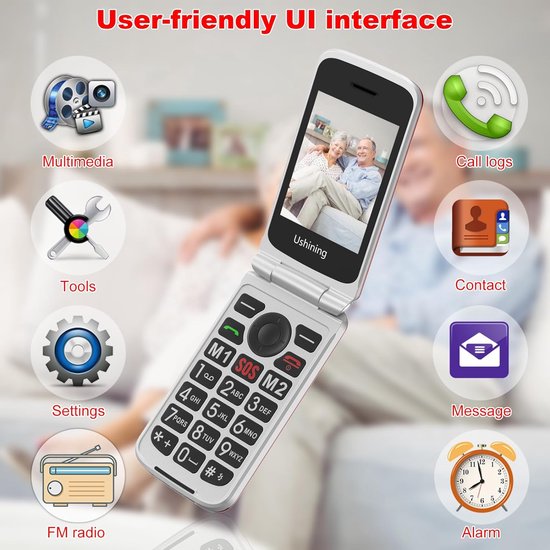 Téléphone portable USHINING 4G pour seniors : simple, fiable, sûr | bol