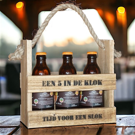 Sfeer7 - houten bierkrat - 5 in de klok - relatiegeschenk - cadeau ...