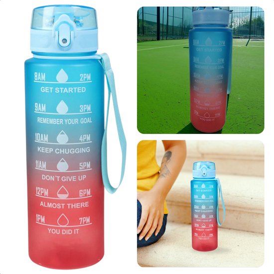 Cheqo® Motiverende Waterfles - Waterfles met Tijdmarkeringen ...