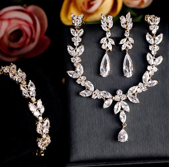 Alba Set - Zirkonia - 18K Gold Plated - Set - Beautiful - Zena ...