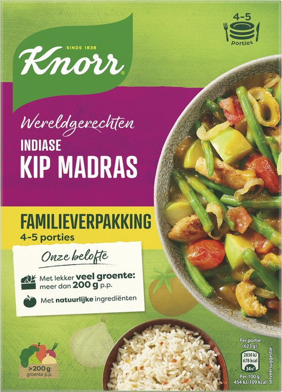 Knorr Wereldgerechten Maaltijdpakket - Indiase Kip Madras XXL - snel, makkelijk en met... | bol