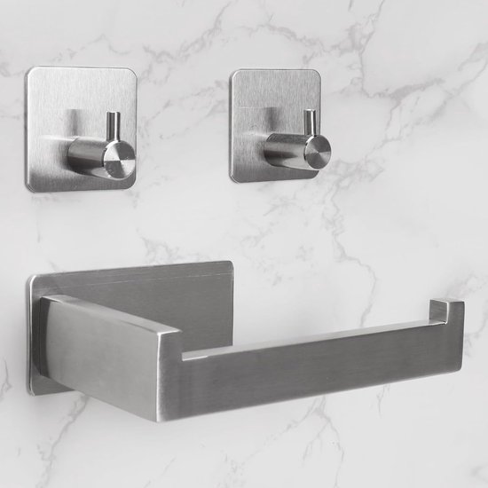 Toiletpapierhouder zonder boren, zelfklevende wc-rolhouder, roestvrij ...