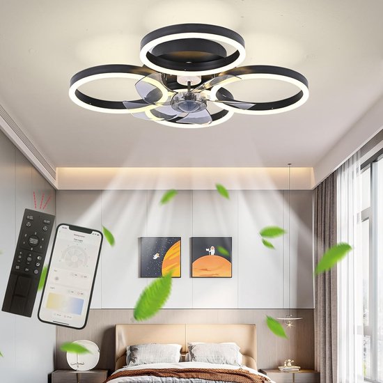 4 Ring Ventilator | Moderne Ringen LED Ventilator | Smart Lamp | 60 cm ...