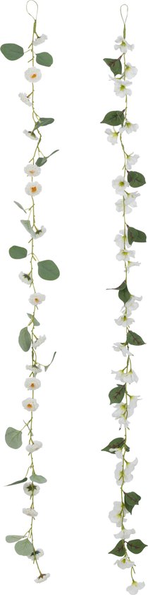 J-Line slinger Bloemen + Blaadjes - kunststof - wit/groen - 2 stuks | bol