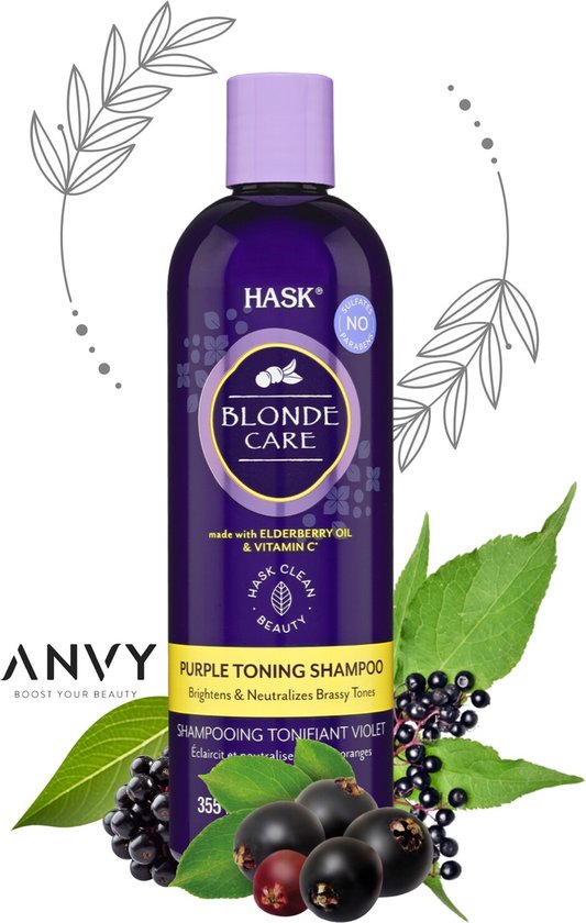 Hask Shampoo Blonde Care Purple Shampoo - Neutraliseert doffe tinten ...