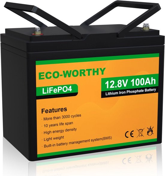 Eco-Worthy LiFePO4 accu 12V 100Ah met BMS | bol