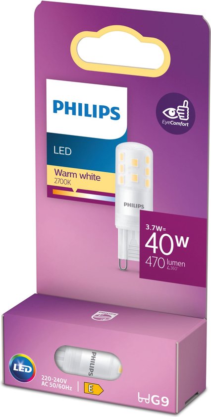 Energiezuinige Philips LED Capsule Transparant - 40 W - G9 - warmwit ...