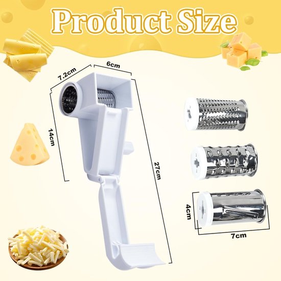 Parmezaanse rasp Crank Kaasrasp Trommelrasp Parmezaanse kaasmolen ...