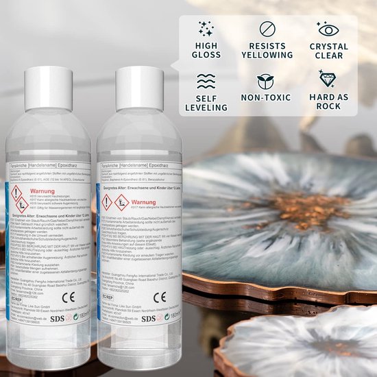 Epoxy hars Crystal Clear Coating Kit 360ml/13oz - 2 deel Casting Resin ...