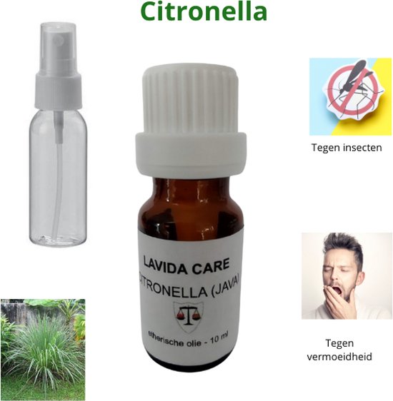 Citronella - etherische olie - 10 ml - Insectenwerend - tegen ...