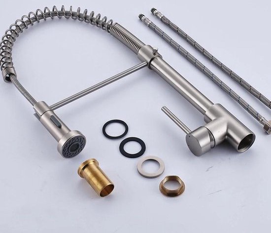 Keukenkraan met Uittrekbare Uitloop - Keukenmengkraan - Handdouche - Flexibele Slang -... | bol