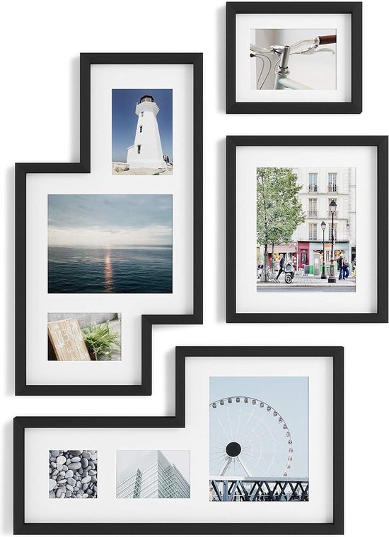 Mingle set met 8 fotolijsten Zwart hout - Umbra Fotolijsten | bol