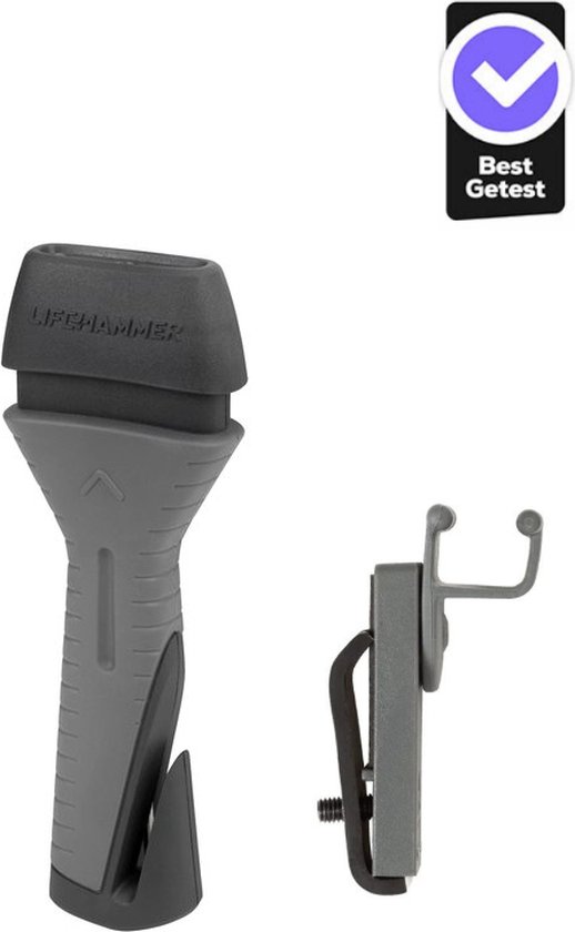 Lifehammer Evolution -Grijs -zwart Veiligheidshamer incl. bevestiging Easy Fix systeem | bol