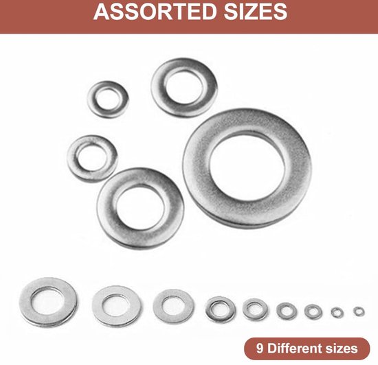 240 dlg sluitringen set verzinkt M2 M4 M6 M8 M10 M12 moerringen assortiment in doos | bol