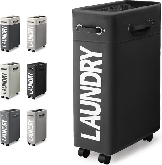 Inklapbare Wasmand met Wieltjes 45L - Opvouwbare Dunne Wasmand met ...