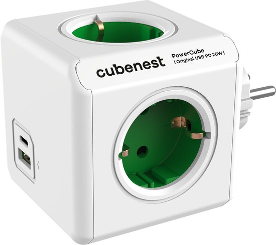 Cubenest Powercube Original USB PD 20W, A+C, 4x gniazdo, biały/zielony ...