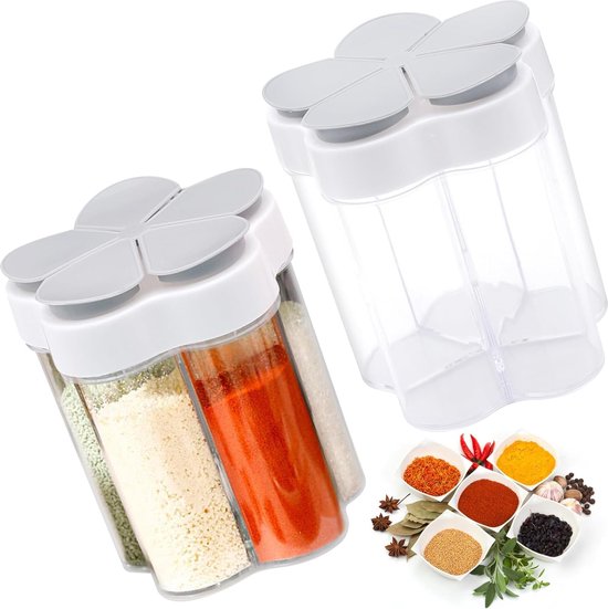 Set van 2 5-in-1 Spice Shaker Spice Jars Transparant Spice Jar Plastic ...