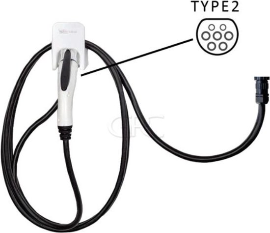 SolarEdge - SE-EV-KIT-25M32-2 - EV lader kabel en houder 7.6m Type2 32A ...