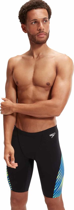Speedo Mens Allover Digi V-Cut Jammer Black/True Cobalt | bol