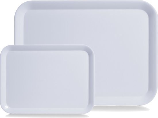Dienblad - set 2x - rechthoek - wit - kunststof - 24 x 18 cm en 44 x 32 ...