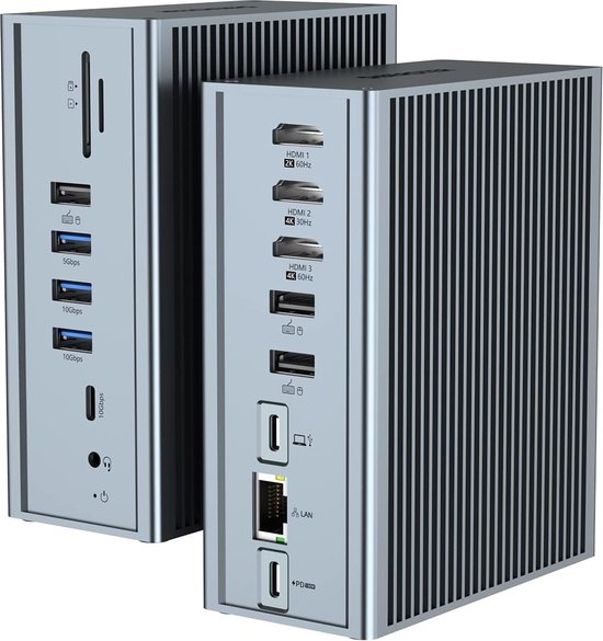 Unitek - M1/M2 - Laptop Docking Station - Triple Display - 16-in-1 | bol