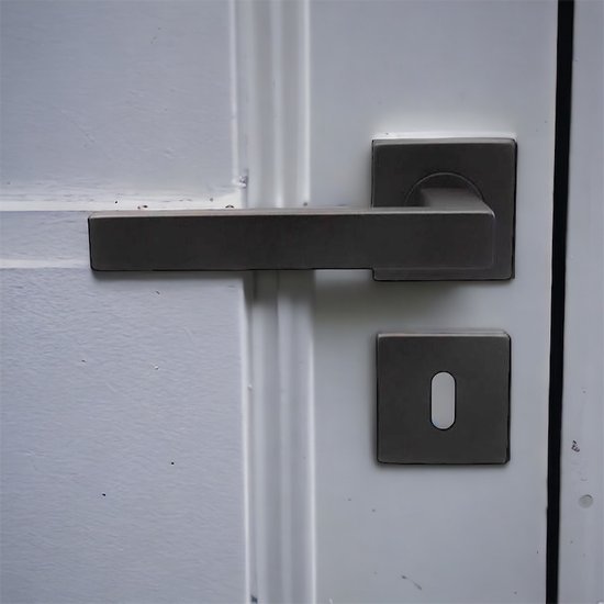 Deurklink Op Vierkant Rozet met Badkamer/WC-Slot - Mat Zwart - Deurkruk - Deurbeslag... | bol