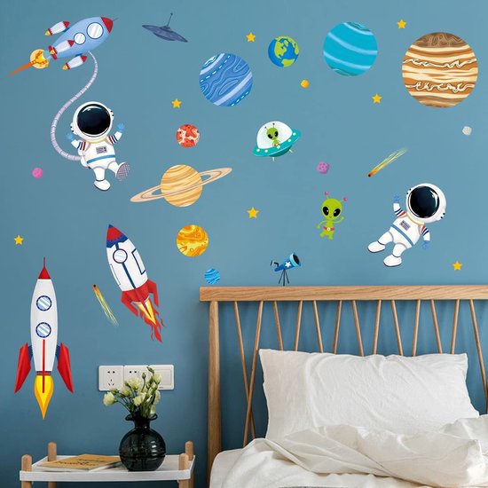 Muurstickers Ruimte Zonnestelsel Muurtattoo Planeten Ruimteastronaut ...