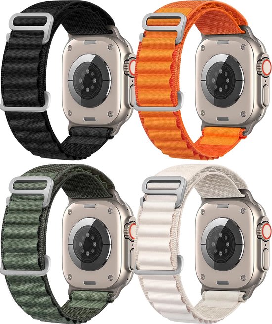 Podec Smartwatch - Nylon Strap Multicolor Set van 4 - Geschikt voor ...