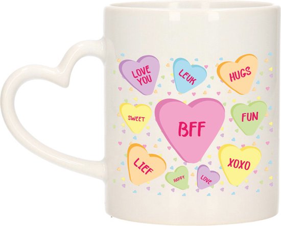 Bellatio Decorations Cadeau koffie/thee mok voor BFF - pastel - hartjes ...