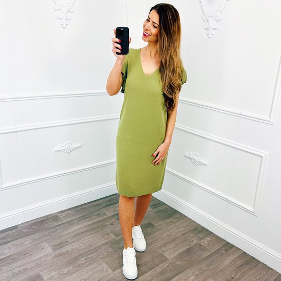 Gebreide Jurk Ruffel Army | bol