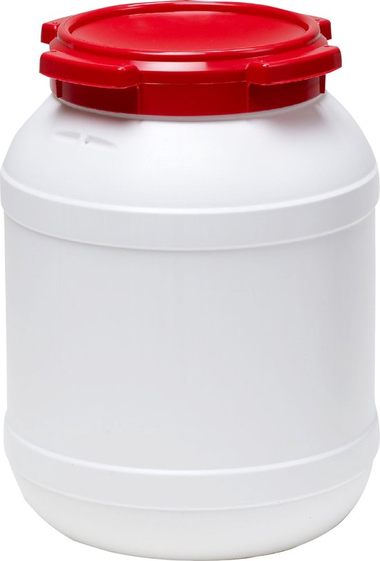 Wijdmondvat - Waterkluis 26 liter wit met rood deksel | bol