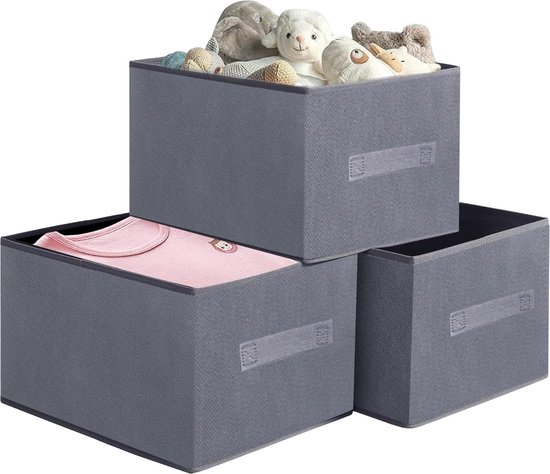 Stoffen opbergdozen, 3 stuks, grote opvouwbare opbergmanden voor rekken ...