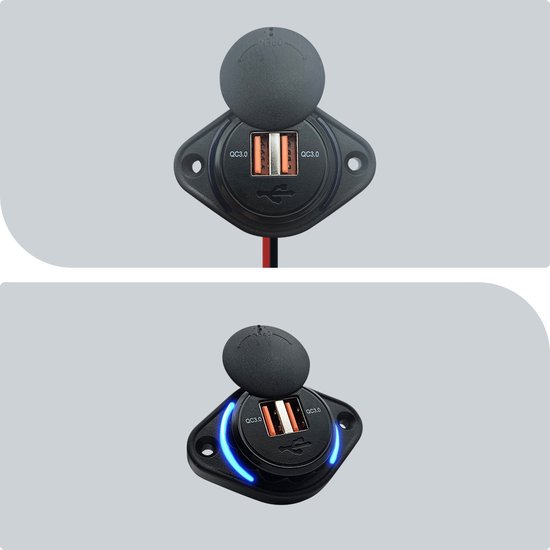 12V USB Autolader 2 Poorten Opbouw - QC3.0 - POUSB-2QC - USB ...