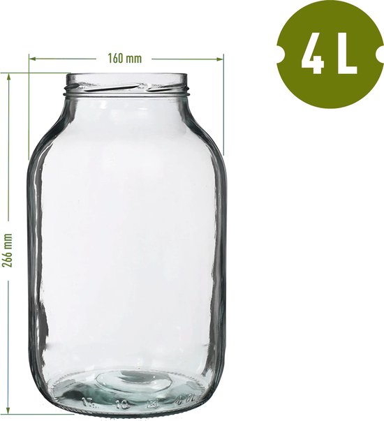 Glazen 4 liter pot voor augurken - augurkenpot - Glazenpot 4 liter | bol