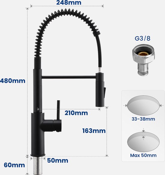 CECIPA-Keukenkraan - Keukenkraan Met Uittrekbare Uitloop - Handdouche - 2... | bol