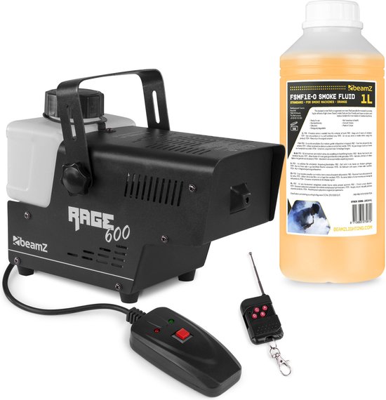 BeamZ RAGE600 rookmachine met 1 liter rookvloeistof en draadloze ...
