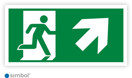 Simbol® - Sticker Nooduitgang Rechts Boven - Formaat 15 x 30 cm. | bol