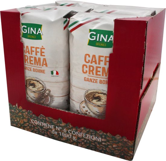 Gina caffè crema koffiebonen 6 x 1kg | bol