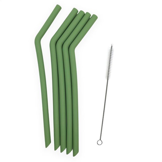 Smikkels - Herbruikbare siliconen rietjes XL - Groen - Grote ...