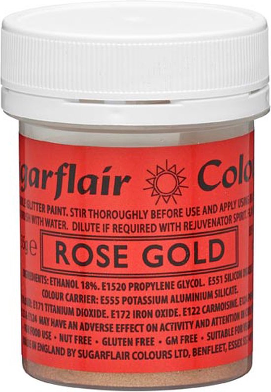 Sugarflair Eetbare Glitter Verf - Rosé Goud - 35g - Voedingskleurstof | bol