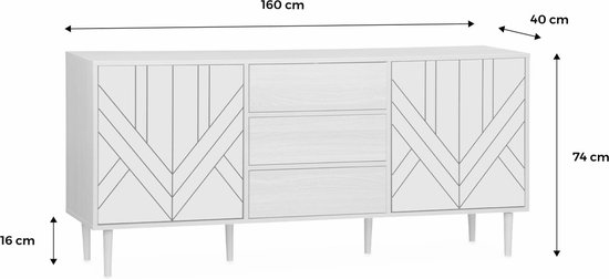 Le Alice's Garden | Buffet Mika | 160x40x74cm | Portes aspect bois et ...